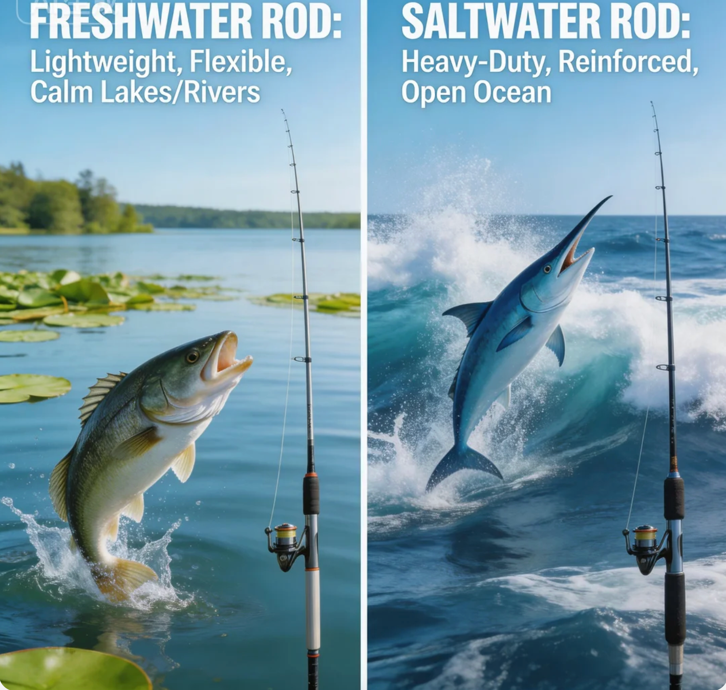 Freshwater VS Saltwater Popping fishing Rod: Structural Differences ...