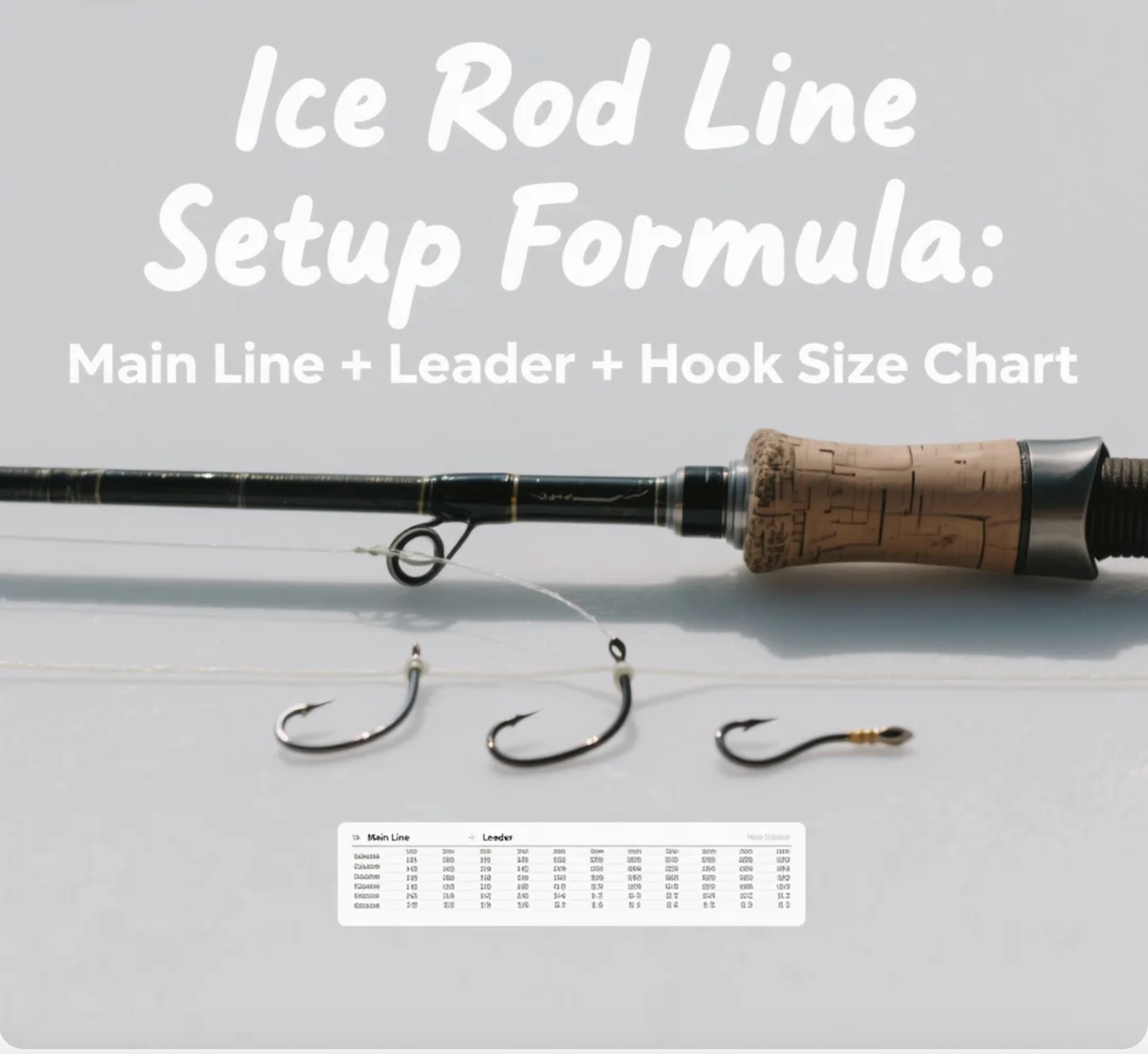 Ice Rod Line Setup Formula: Main Line + Leader + Hook Size Chart ...
