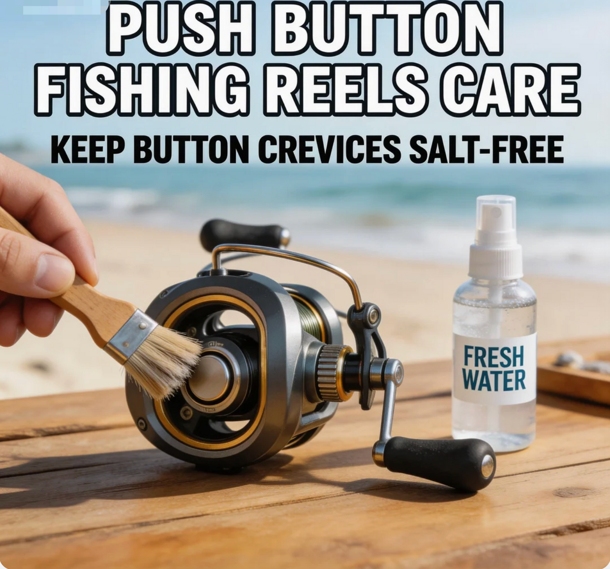Push Button Fishing Reels Care: Keep Button Crevices Salt-Free ...